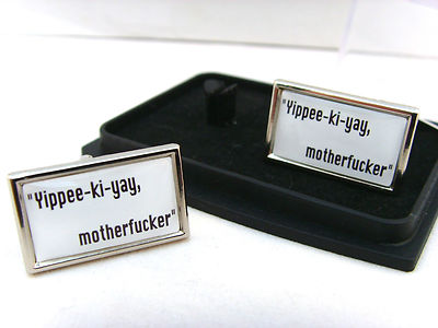 DIE HARD JOHN McCLANE QUOTE "YIPEE-KI-YAY" BADGE MENS CUFFLINKS GIFT ...