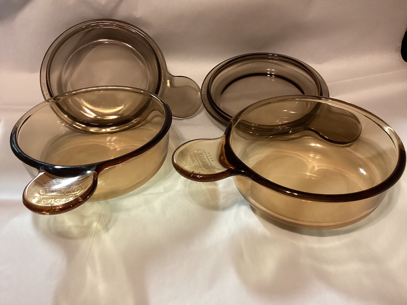 Set Of 2 Corning Ware Vision Grab It Bowls w Lids V-150-B / Pyrex Lid P ...