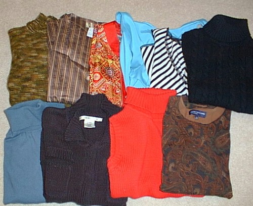10 TOPS - LOT 1 SIZE LARGE SWEATERS, BLOUSES, VESTS, CASHMERE, WOOL ...