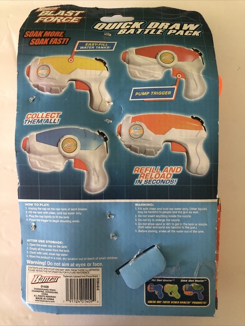Banzai 4 Pack Water Squirt Soaker Quick Draw Battle Blaster Gun Toy 12 ...