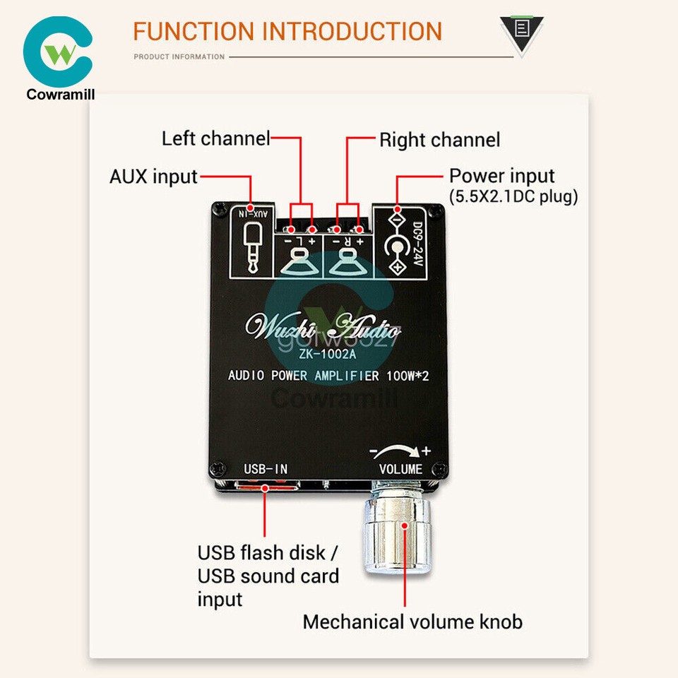 Bluetooth Digital Audio Power Amp Amplifier Board2.0 Stereo Dual ...