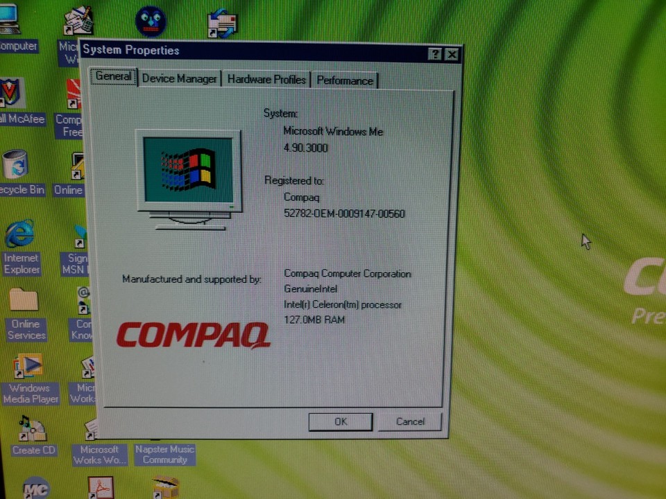 Vintage Compaq Presario 7000 PC Tower Intel Celeron 800MHz 128MB 40GB ...