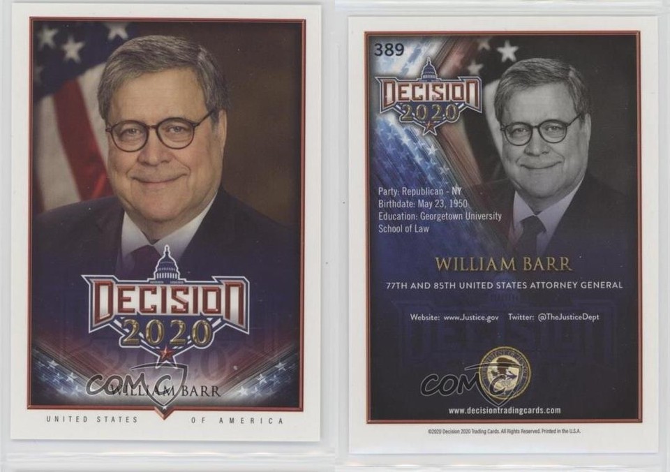 2020 Decision 2020 William Barr #389 3hd | eBay