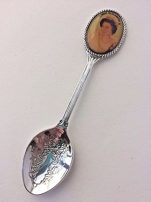 Vintage Queen Elizabeth II Silver Plate & Enamel Souvenir Spoon WAPW 4. ...