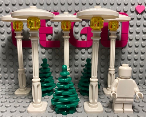Lego 5 x White Lamp Post, Street Light, 11062, 3960, 3 x Tree 2435 New ...