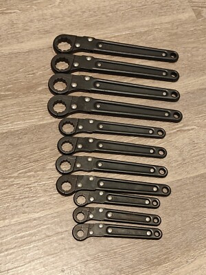 Stride Tools USA 11pc SAE Ratcheting Flare Nut Line Wrench Set Vintage ...