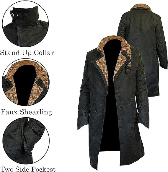 Mens Blade Runner 2049 Ryan Gosling Long Black Coat Officer K Trench ...