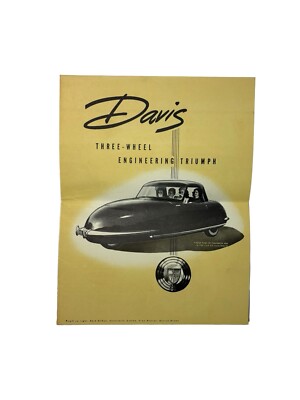 1948-1949 Davis 3-Wheeler Motor Car Brochure Mailer Excellent Original ...