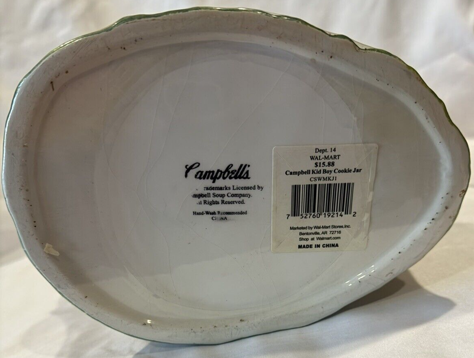 Vintage 2004 Campbell's Soup Cookie Jar Ceramic Kids Boy Sealed 14 ...