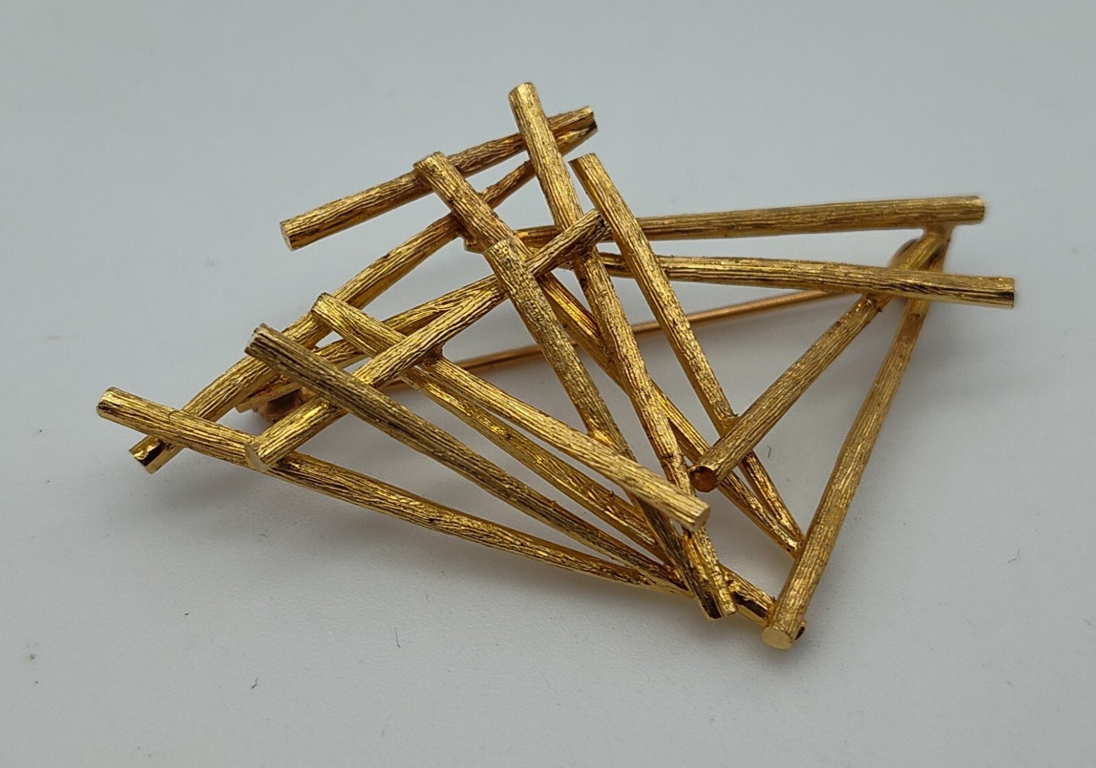 Vtg Brutalist Texture Stick Pile MCM Modern 14K Yello… - Gem