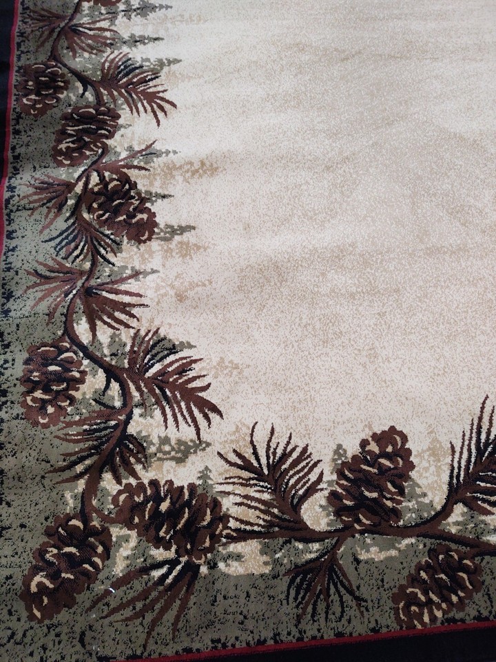 Lodge Cabin Rustic Forest Pinecone Area Rug **FREE SHIPPING** | eBay
