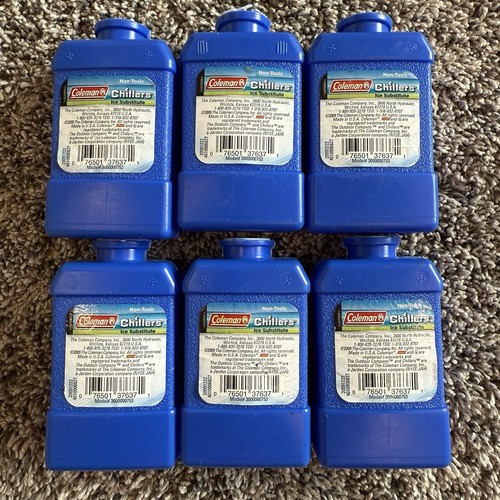 6 COLEMAN Mini COLD CHILLERS 2 x4 Ice Substitute Ice Pack Cooler Lunch ...