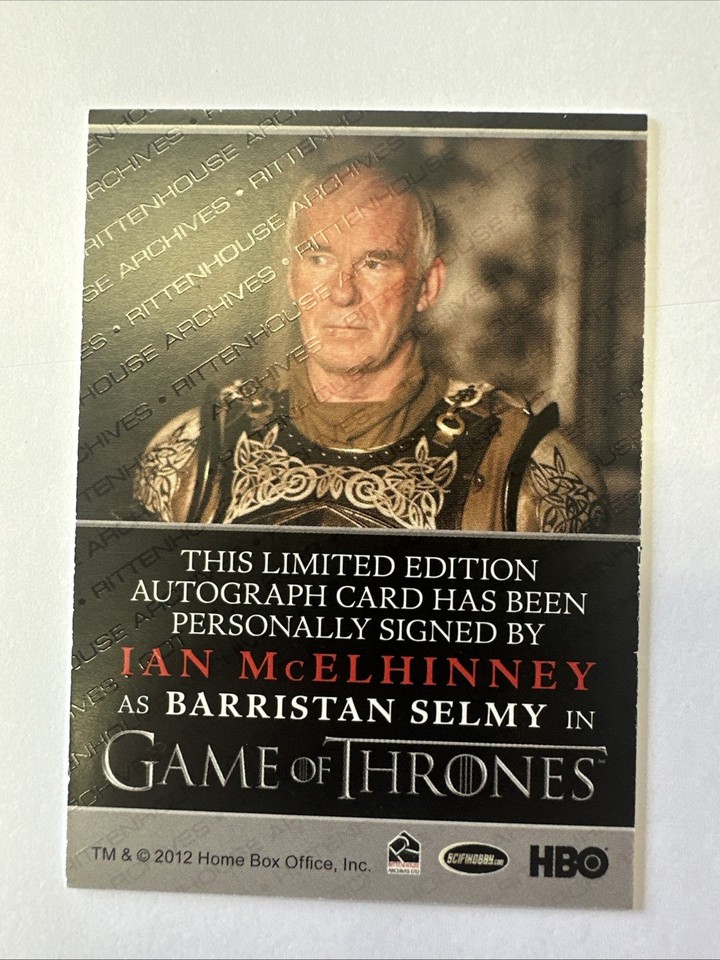 Game of Thrones Season 1 Autograph Auto Card Ian McElhinney as ...