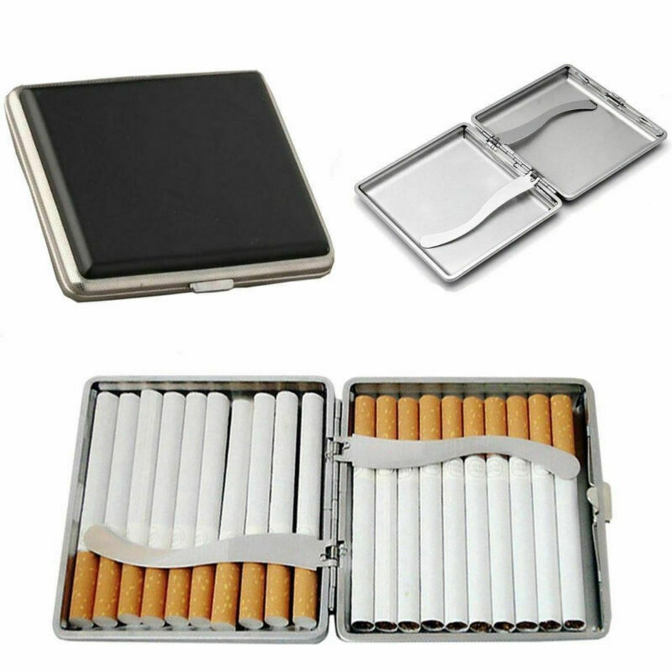 3.3" Leather Cigar Cigarette Tobacco Case Holder Pocket Box For 20 ...