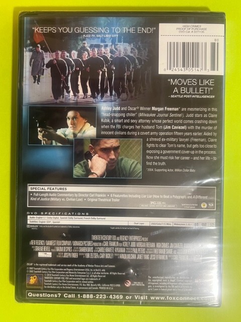 High Crimes (DVD, 2002) NEW Widescreen Ahsley Judd, Morgan Freeman | eBay