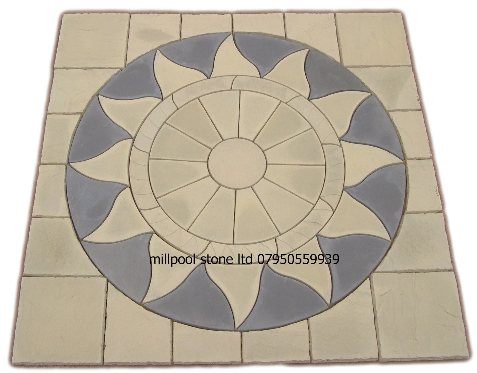 3M x 3M AZTEC SUN CIRCLE SQ OFF KITS PATIO PAVING SLAB FLAGS (DEL ...