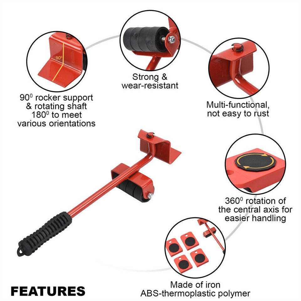 Furniture Heavy Duty Lifter movers 4 sliders for moving rollers as seen ...