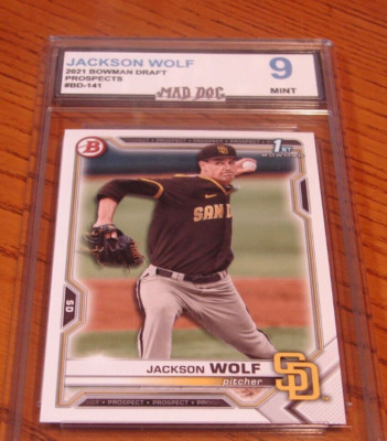 JACKSON WOLF Rookie****2021 Bowman DRAFT****MINT 9****PADRES--PIRATES ...