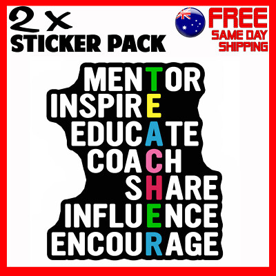 2 x Stickers Teacher Words Inspire Educate Coach Car Bumper Funny ...