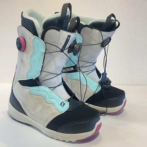 Salomon Ivy BOA Snowboard Boots Women Size 8 Black White Teal Quick ...