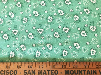Cotton Quilt Fabric Floral Light Green/Cream Textile Arts by 1/2 Yard ...