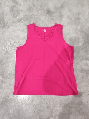 Women's CJ Banks Tank Top 2X Stretch w/ Lace Accent Pink Excellent ...