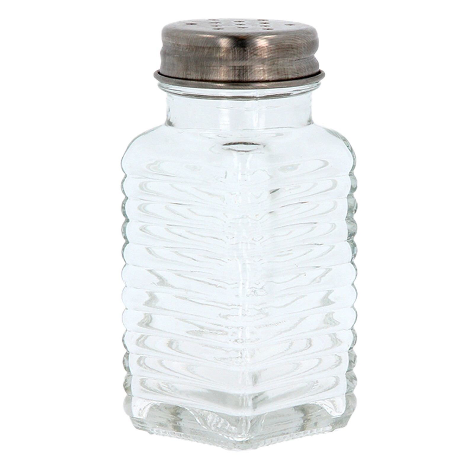 Salt And Pepper Shakers Clear Glass Square Pot Screw Top Lid Set Of 2