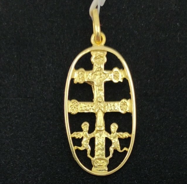 Pendant Gold 18k 750 Mls . Cross Of Caravaca With Cerquillo. 30,8 MM ...