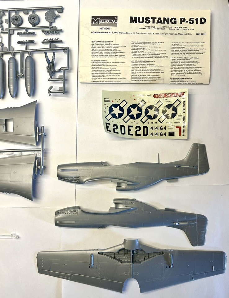 Monogram Mustang P-51D 1:48 Scale Model Kit Model 5207 | eBay