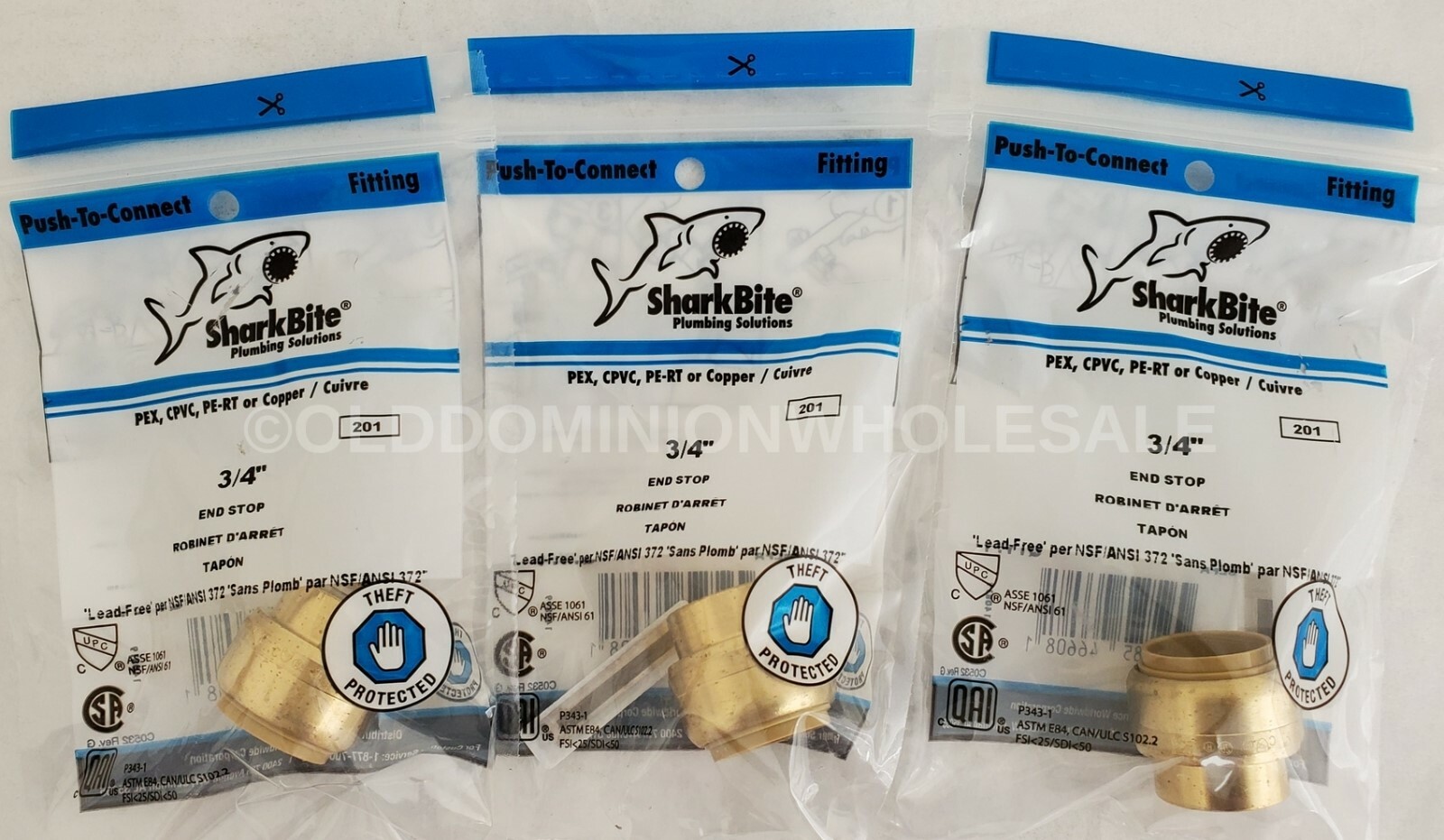 (LOT OF 3) SharkBite U518LFA PEX, CPVC, PE-RT, OR COPPER 3/4" End Stop ...