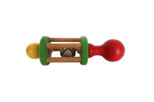 Vintage wooden red & green baby rattle toy | eBay