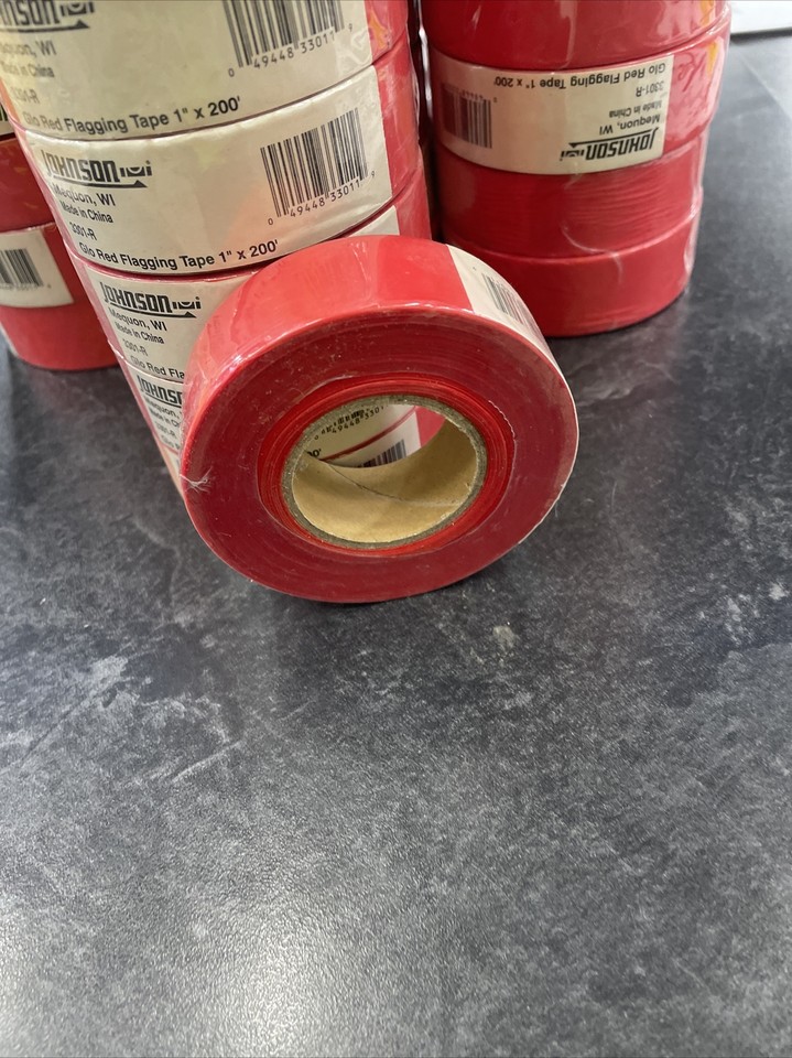 Johnson Glo-Red Flagging Tape 1"x200' Ribbon For Survey Construction ...
