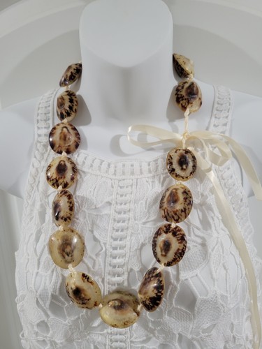 Lei Handmade Reversible Tiger Tortoise Owl Shell Necklace Opihi Limpet ...