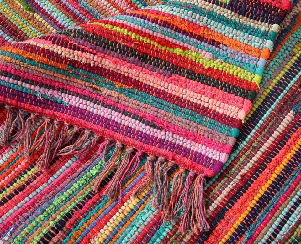 Rag Rug Festival Rugs Multicolour Rainbow Mat Cotton Hand Made ...