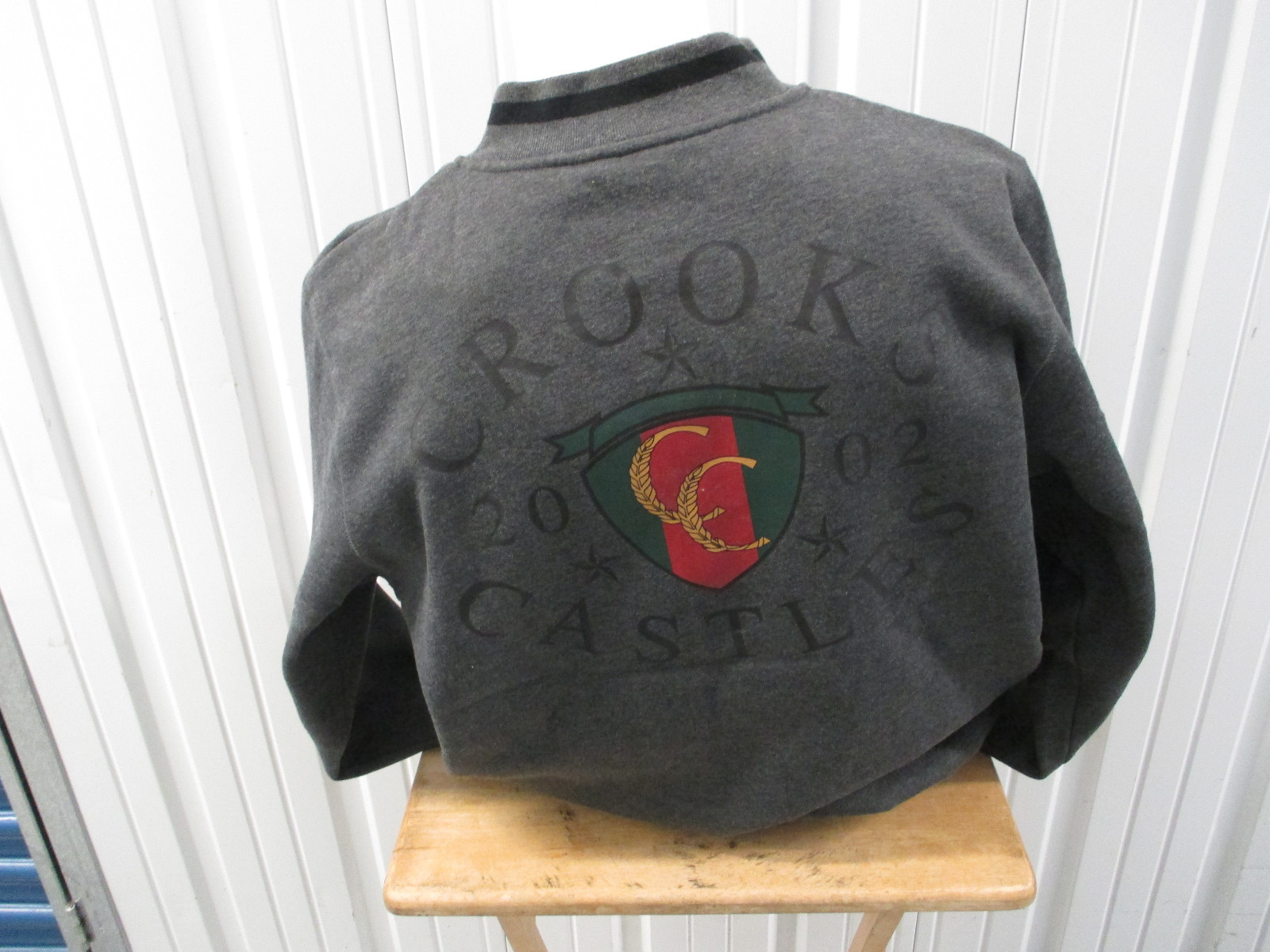 VINTAGE CROOKS & CASTLES LOGO SEWN BUTTON-UP LARGE GR… - Gem