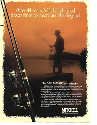 1991 MITCHELL 300 FISHING REEL PRINT AD, THE MITCHELL 300 EXCELLENCE ...