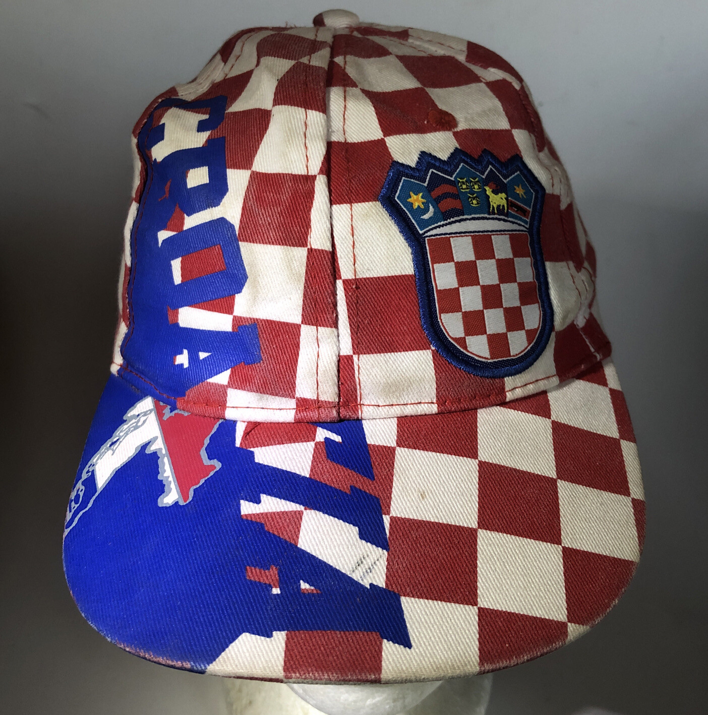 CROATIA Team Red Checkered Embroidered Cap Hat - Gem