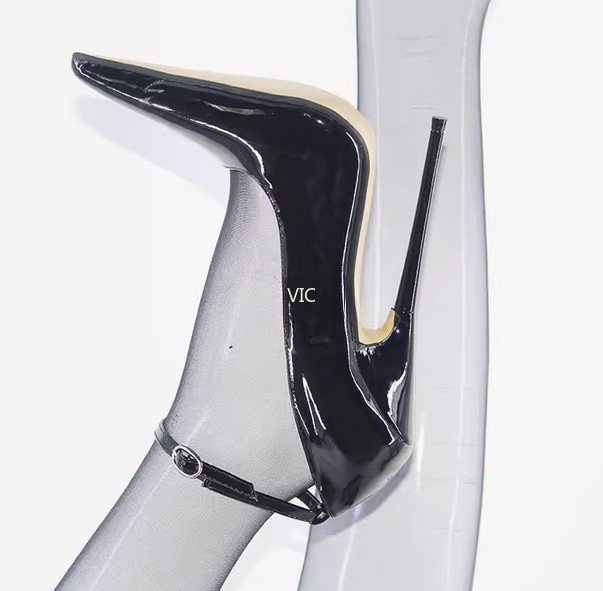 Women 18cm Stiletto Heel Ultra Long Pointed Toe Sexy Heel Ankle Straps ...