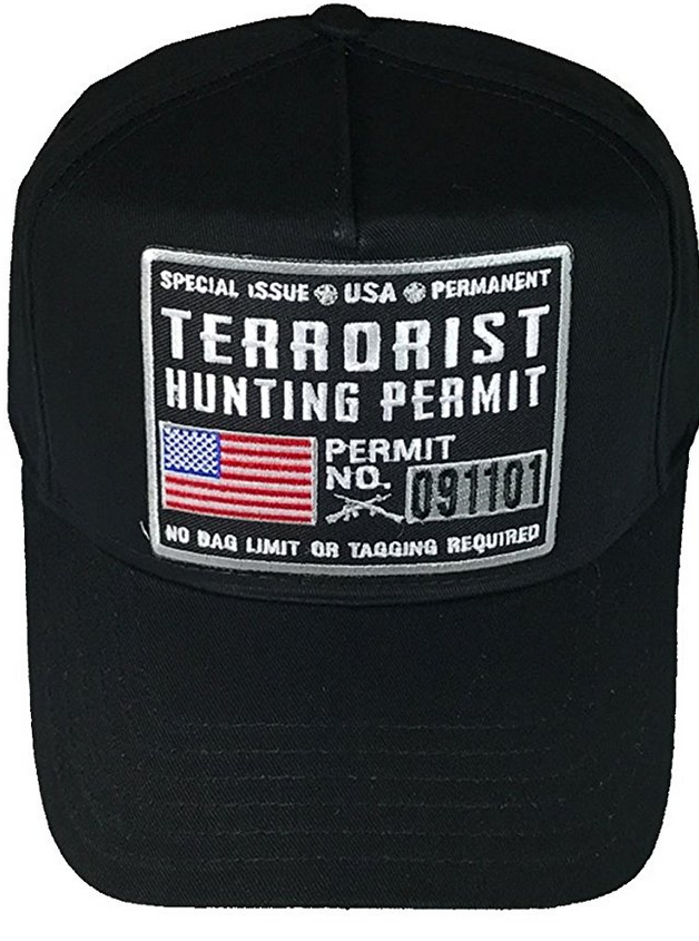 TERRORIST HUNTING CLUB PERMIT HAT USA AMERICA 9-11 SEPTEMBER 11TH ...