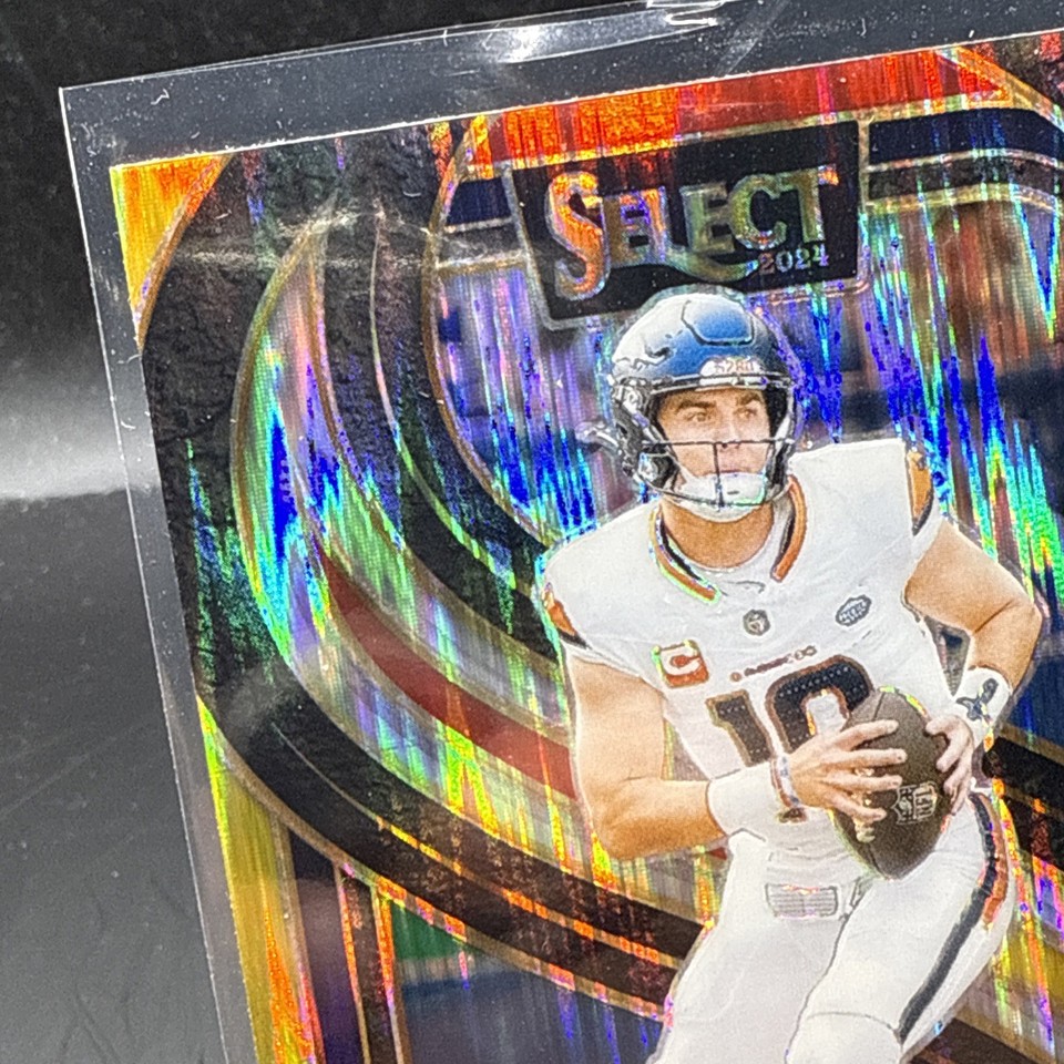 2024 Panini Select - Premier Level Bo Nix #117 Red & Yellow Shock Prizm ...