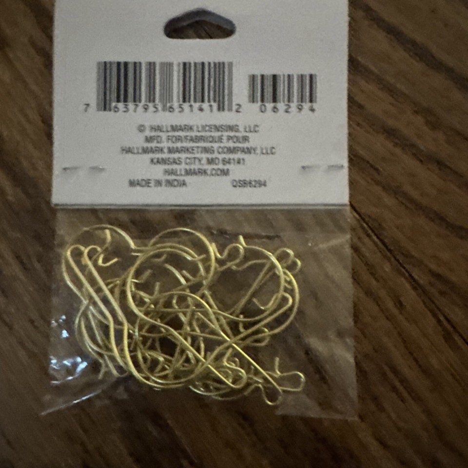 Hallmark Keepsake Regular Ornament Hooks Pack of 20 Brass Hooks BRAND ...