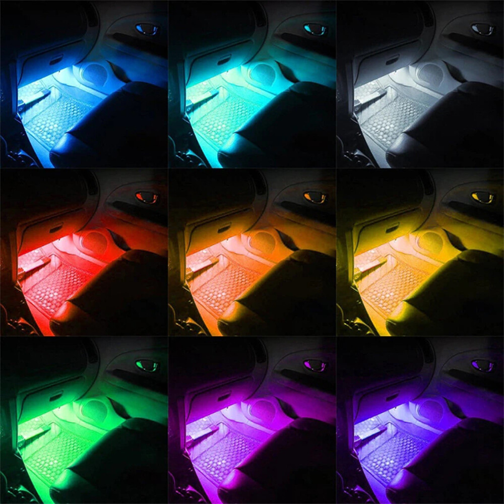 RGB LED Lights Wireless Under Dash Car Atmosphere Interior Strip Neon ...