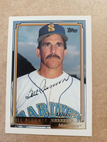 BILL PLUMMER 1992 Topps Gold Winner # 171 autographed card MARINERS 92 ...