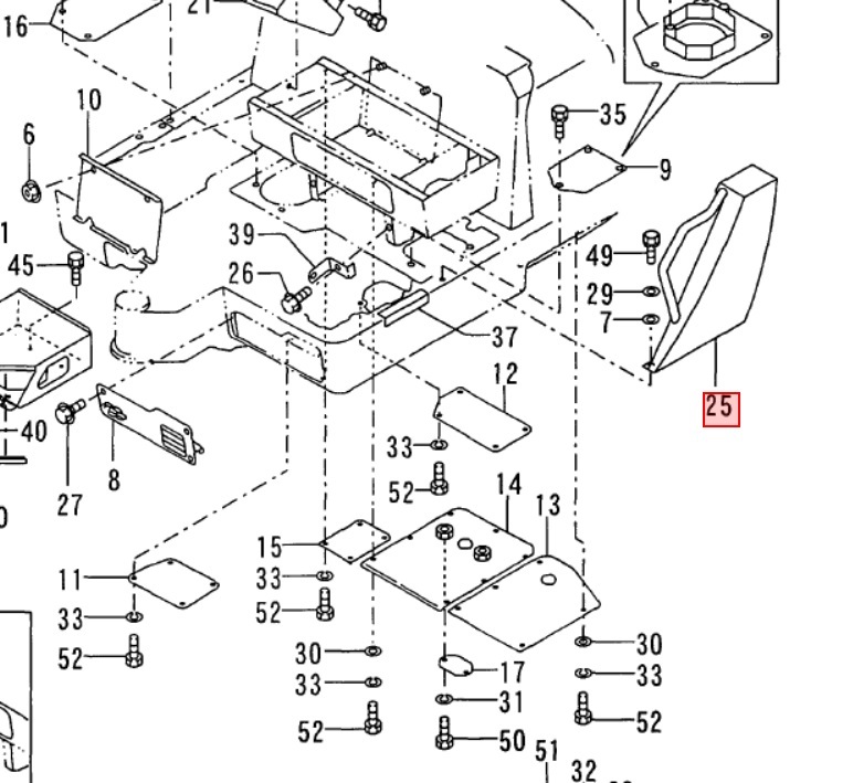 YANMAR 172437-61821 LH SIDE COVER B22, B27, B37, B50 MINI EXCAVATOR | eBay