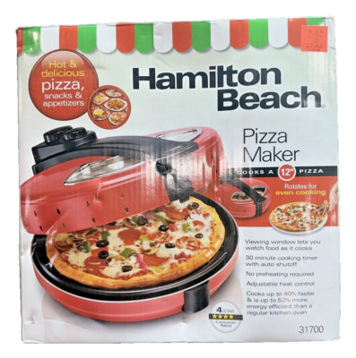 Hamilton Beach Enclosed 12in Pizza Oven Maker Electric Rotating Cooker ...