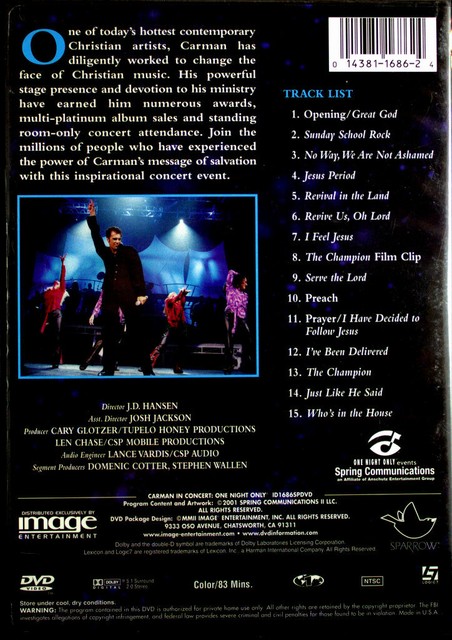 Carman - In Concert: One Night Only (DVD, 2002) for sale online | eBay