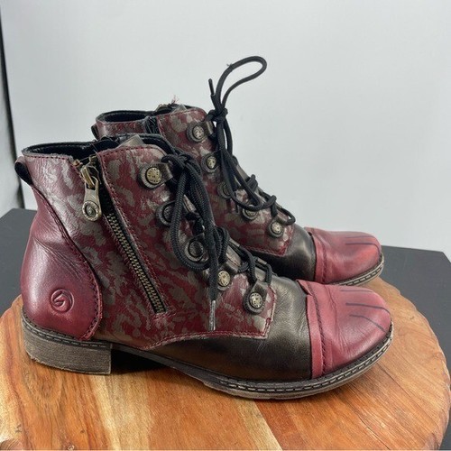 Remonte Rieker Chandra 91 Combat Boots Vino Maroon/Antik Bronze red 39 ...