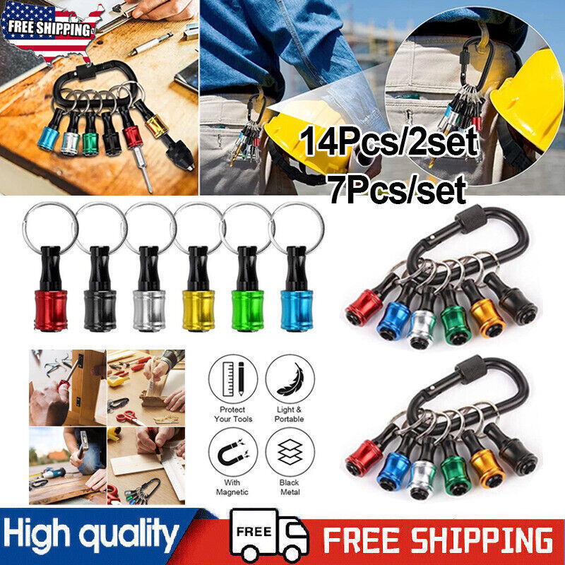 14PCS/2 Set 1/4" Hex Shank Quick Release Keychain Screwdriver Drill Bit ...