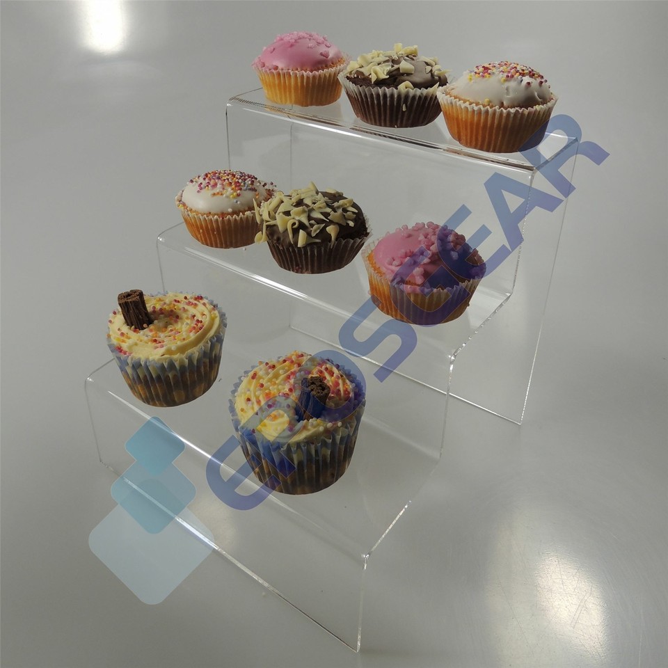 3 Step Tier Clear Black White Acrylic Perspex Retail Counter Display ...