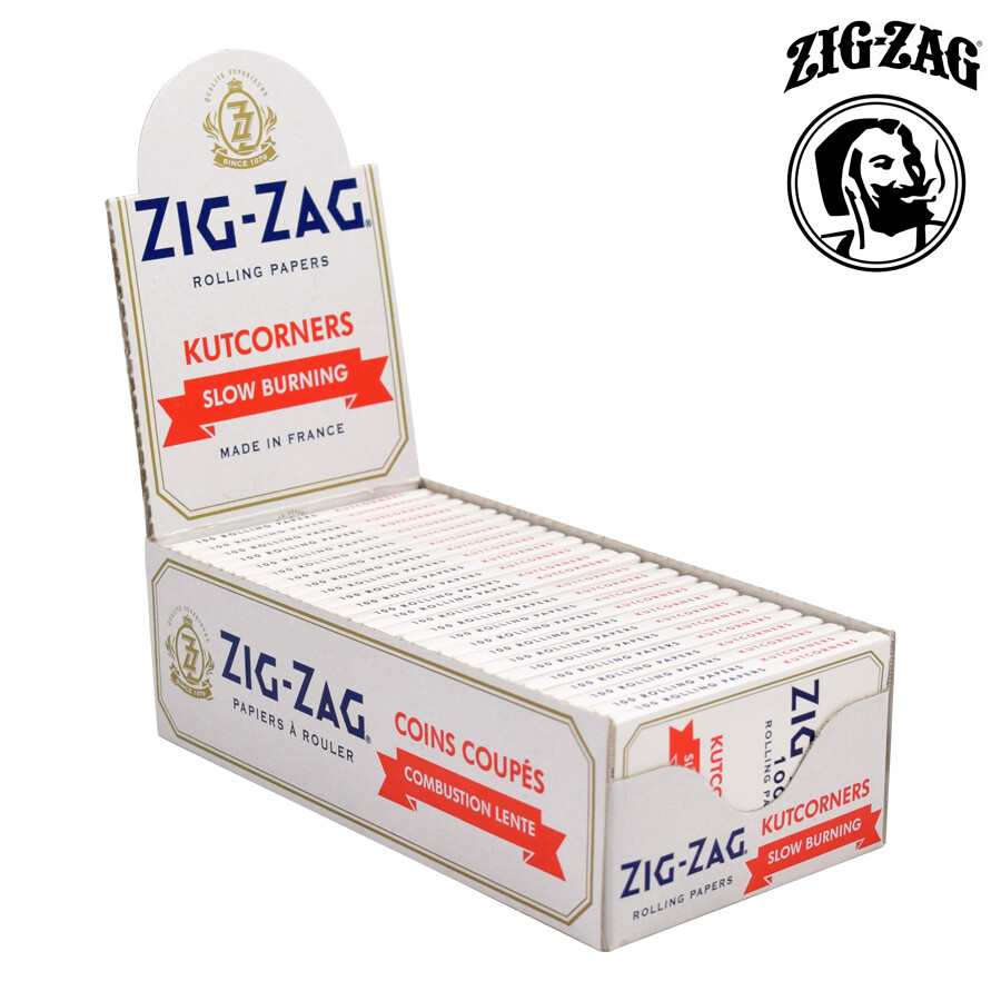 Zig-Zag White Kutcorners Slow Burning Rolling Papers - 1 Box/25 Packs ...